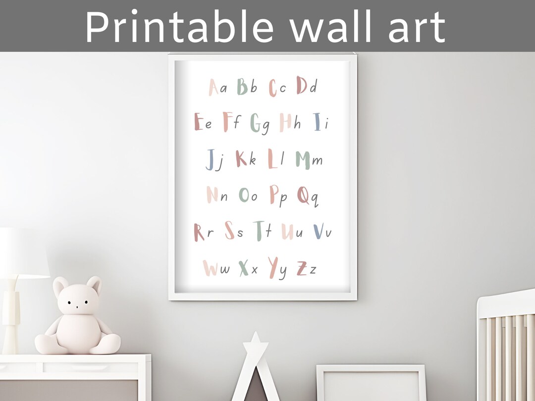 Montessori Alphabet Poster in Soft Pastel Colors | Educational Wall Art ...