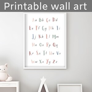 Montessori Alphabet Poster in Soft Pastel Colors | Educational Wall Art ...