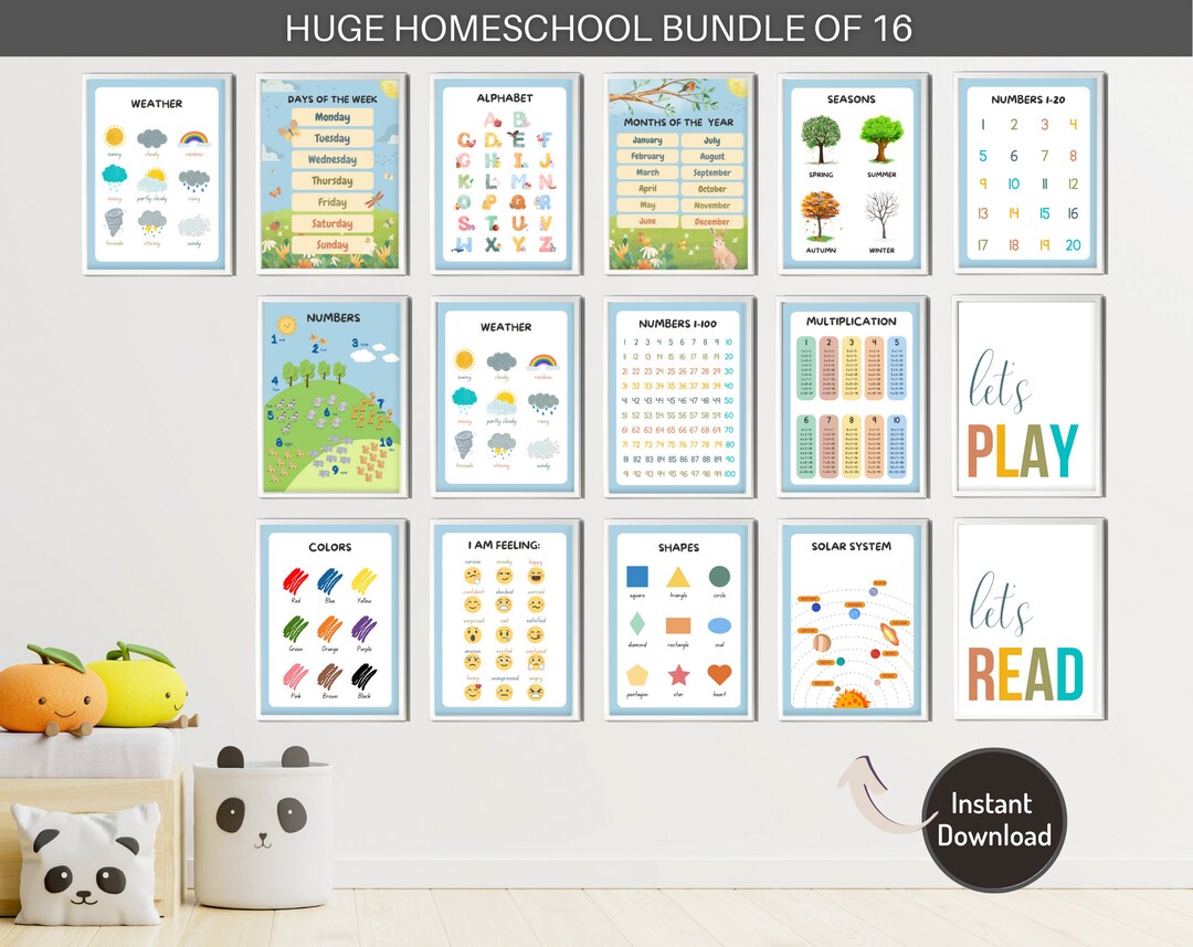Montessori Homeschool Printable Posters: Toddler Playroom Wall Art ...