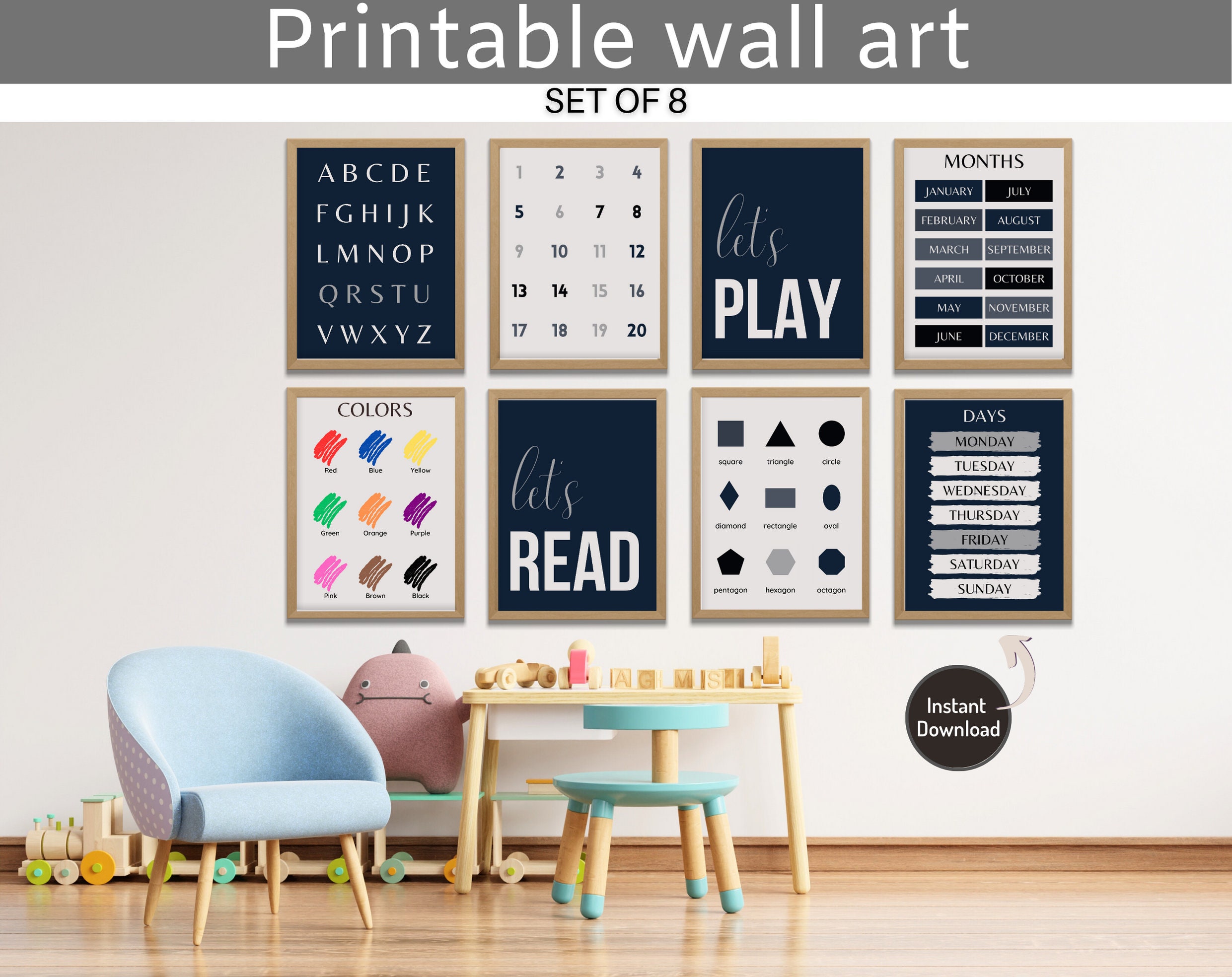 Montessori Homeschool Printable Posters: Toddler Playroom Wall - Etsy