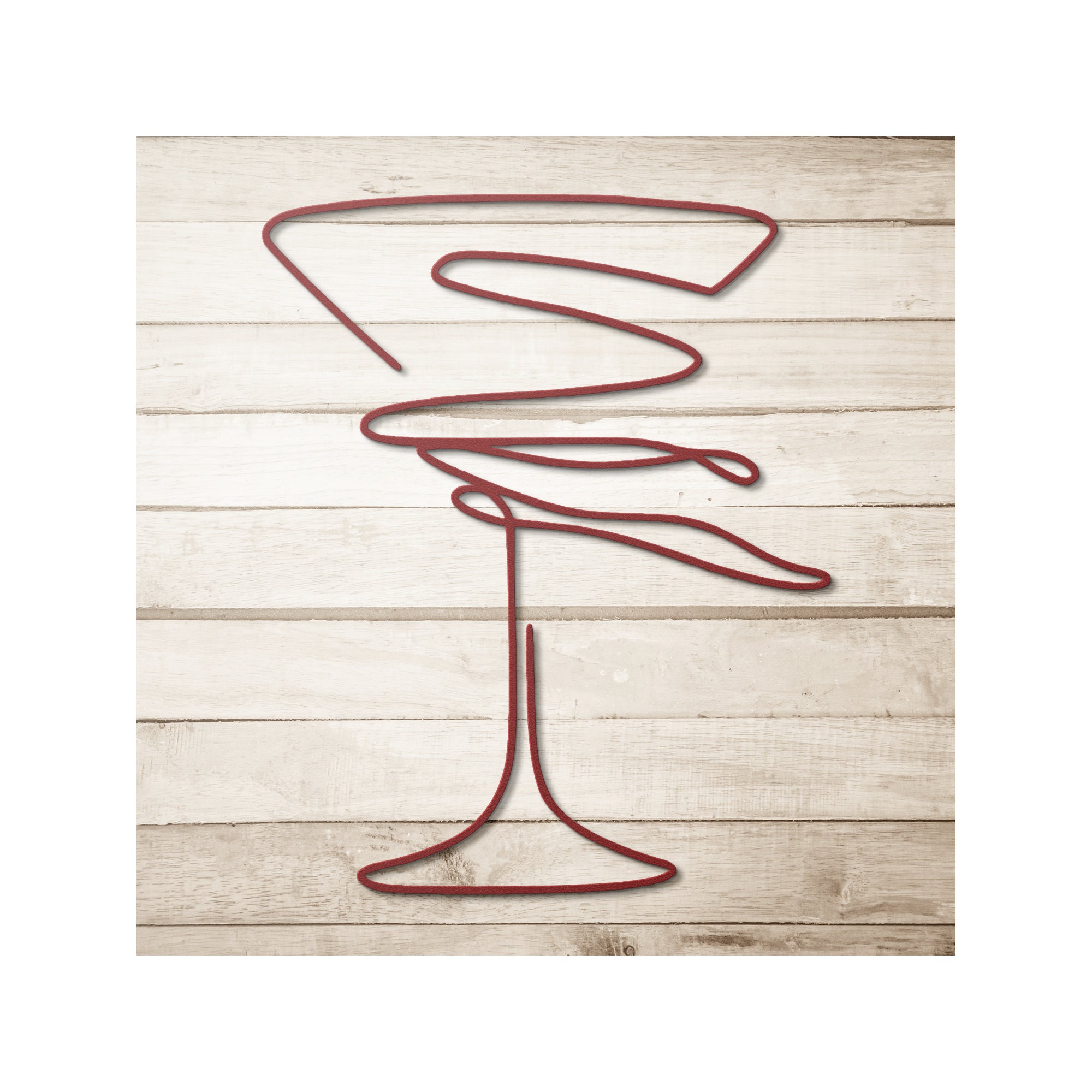Martini Glass Line Wall Art - Metal Sign - Die Cut Metal Sign. Home ...