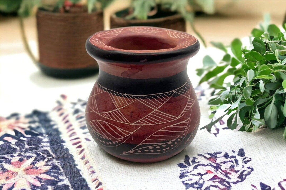 Vintage Etched Soapstone Vase: Hand-painted Kenyan Pottery - Etsy
