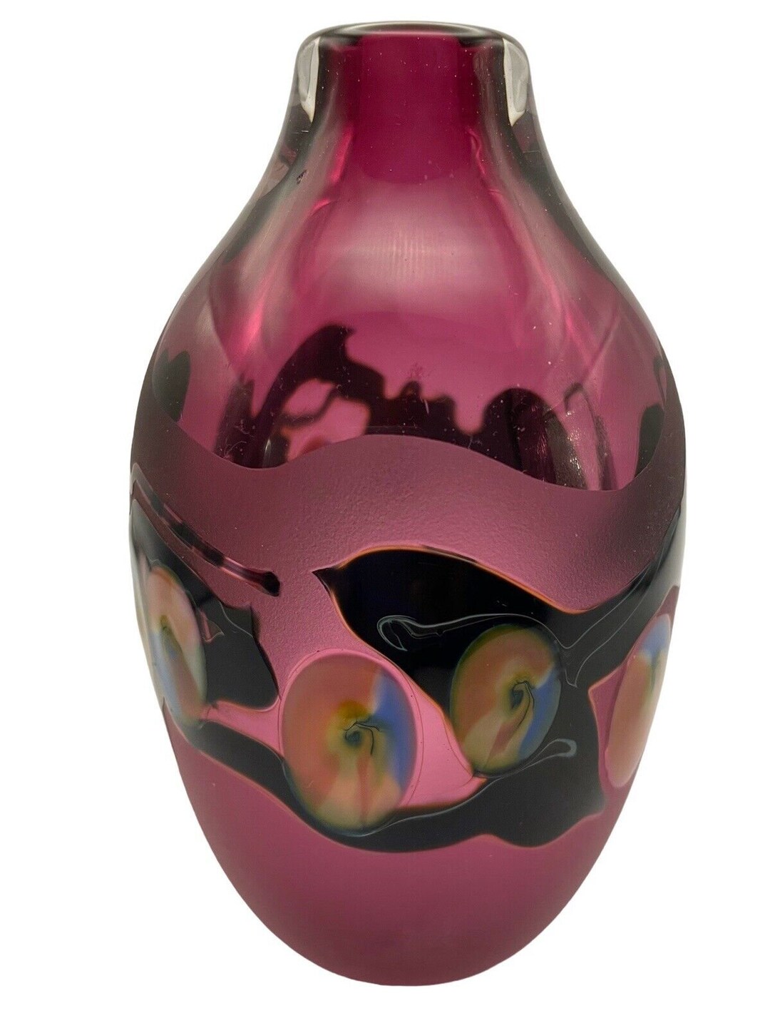 Purple Art Glass Frosted With Murrine Techniques Bud Vase - Etsy