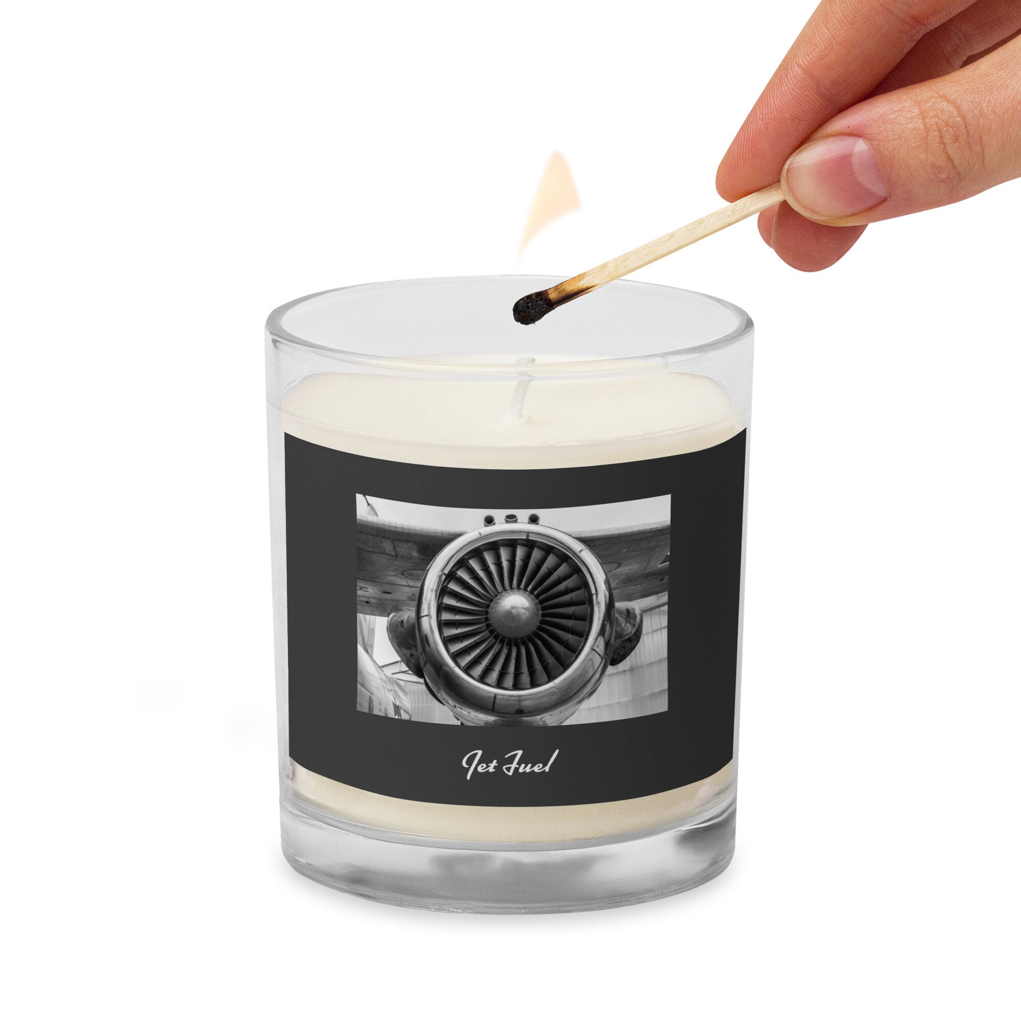 Jet Fuel - Elegant Aviation Themed Glass Jar Unscented Soy Wax Candle ...