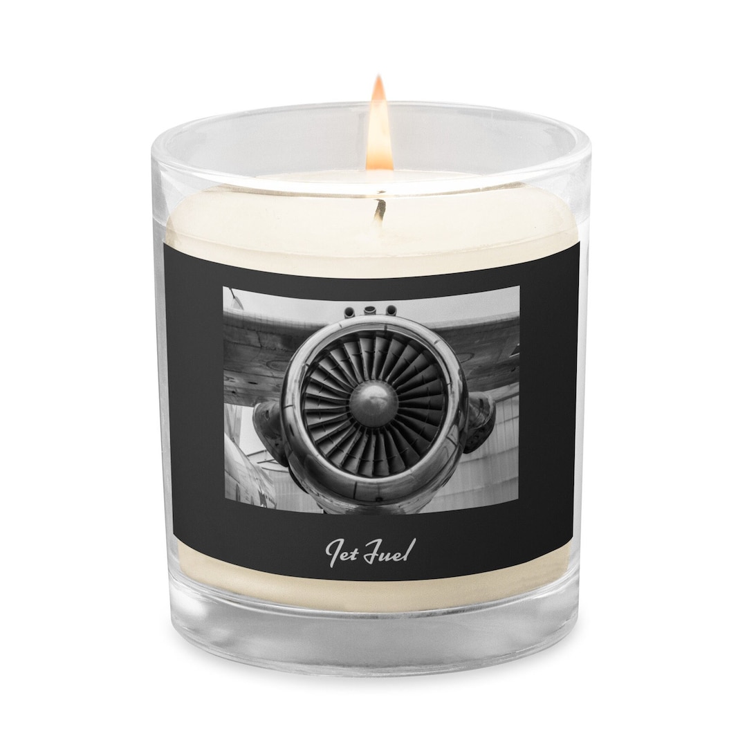 Jet Fuel - Elegant Aviation Themed Glass Jar Unscented Soy Wax Candle ...