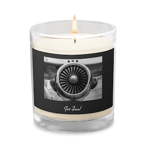 Jet Fuel - Elegant Aviation Themed Glass Jar Unscented Soy Wax Candle ...