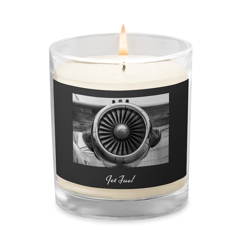 Jet Fuel - Elegant Aviation Themed Glass Jar Unscented Soy Wax Candle ...