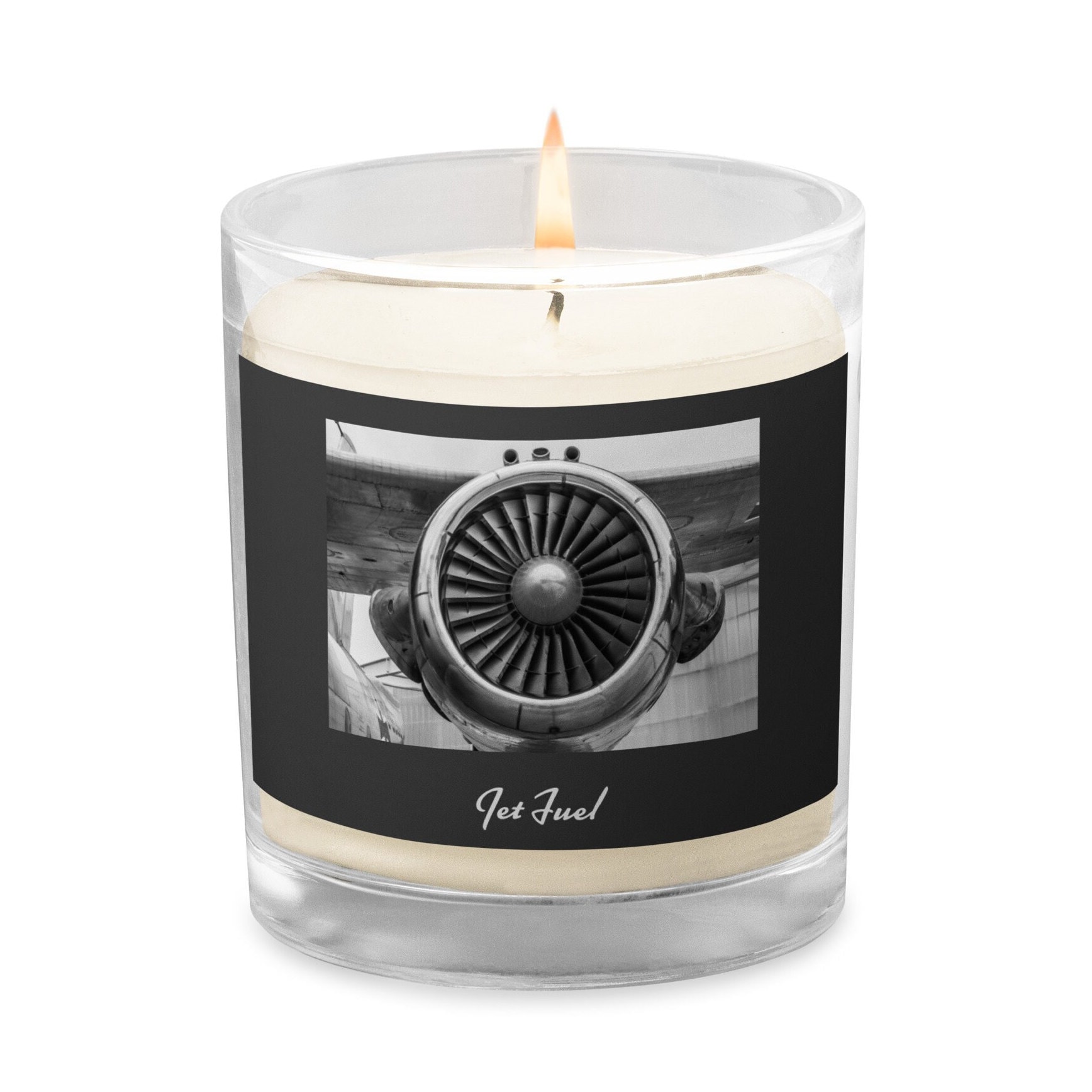 Jet Fuel - Elegant Aviation Themed Glass Jar Unscented Soy Wax Candle ...