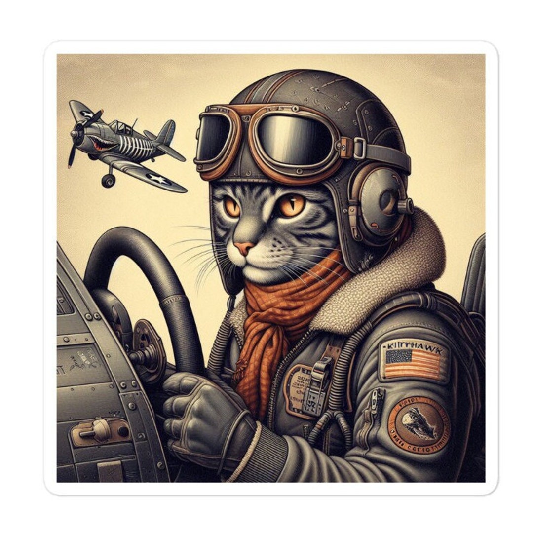 Pilot Cat Version 3 - Aviation Bubble-free Stickers - Etsy