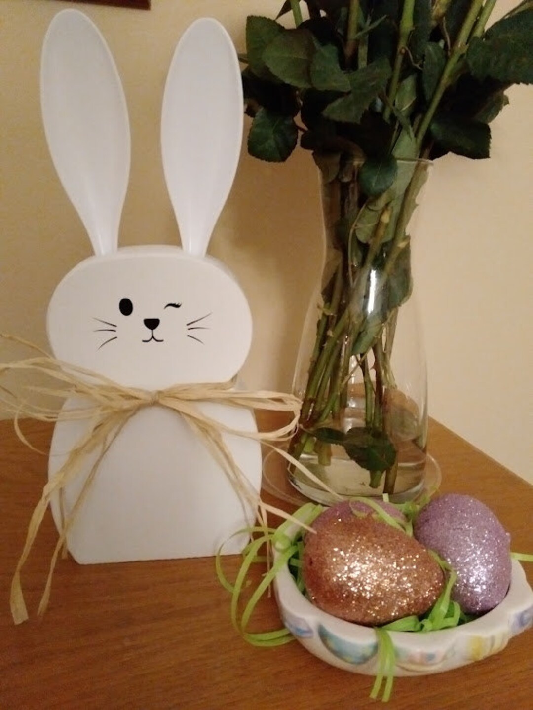 Easter White 'winking" Bunny Spoon Holder, With 8" and 10" Plastic ...