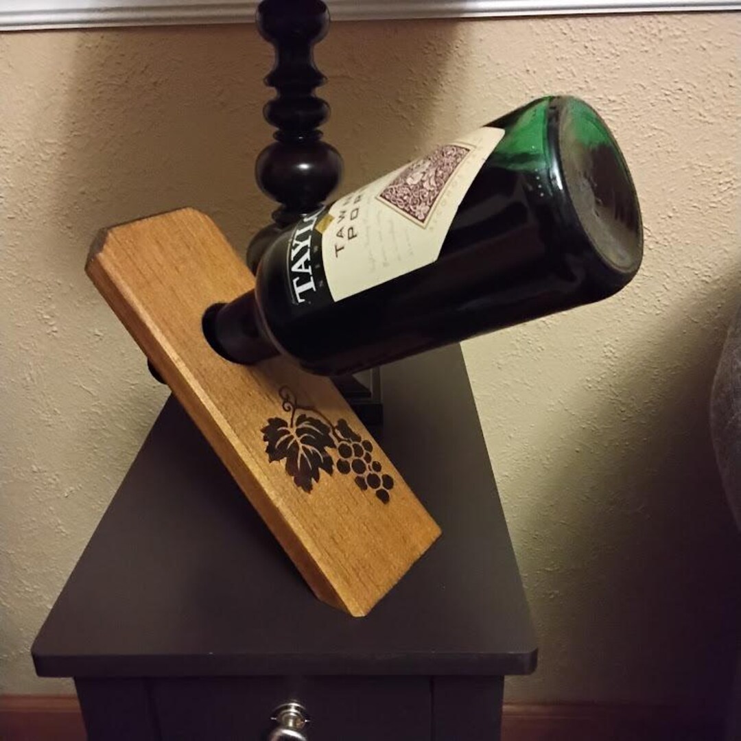 Floating Wine Bottle Stand, Grape Vine Graphic, Unique, Home/bar Decor ...