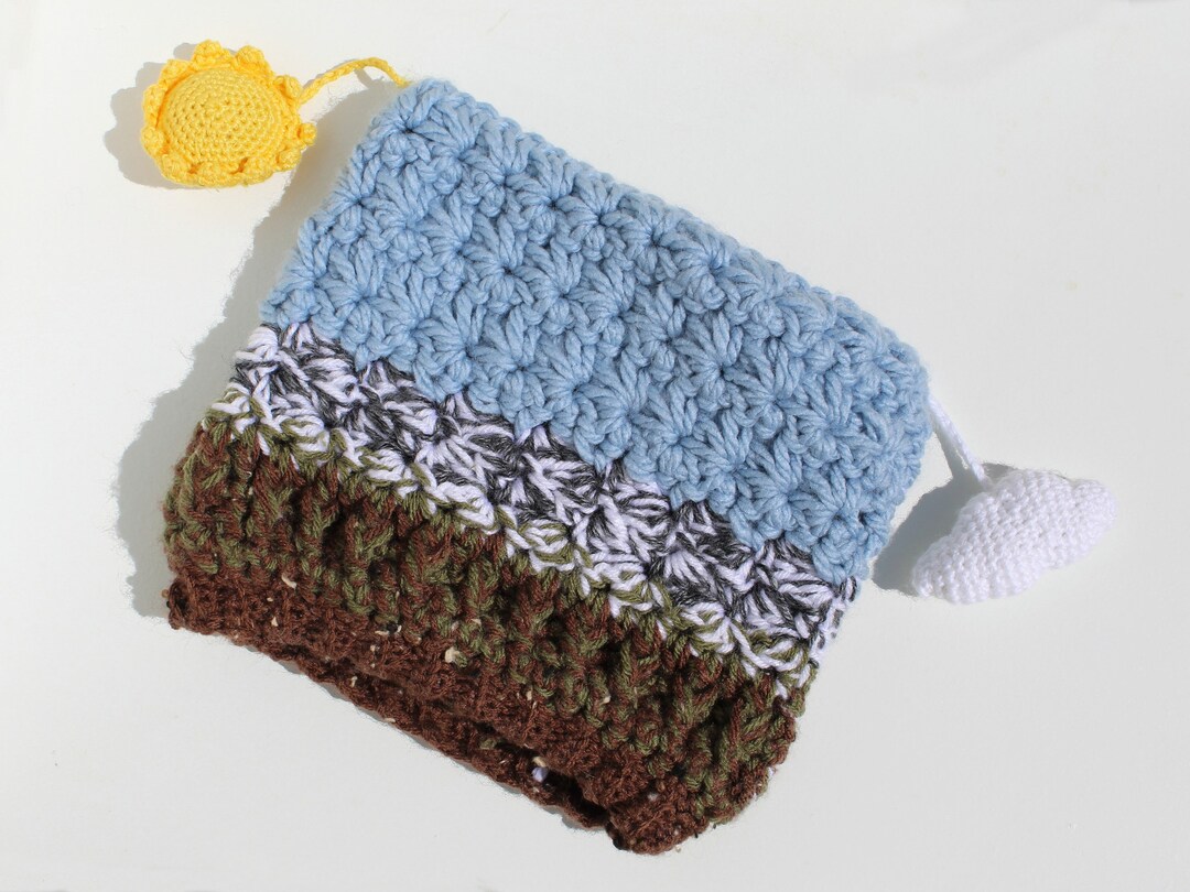 Sunny Day Crochet Hat. Jester Hat. Boxy Hat. Mountain Scene. - Etsy