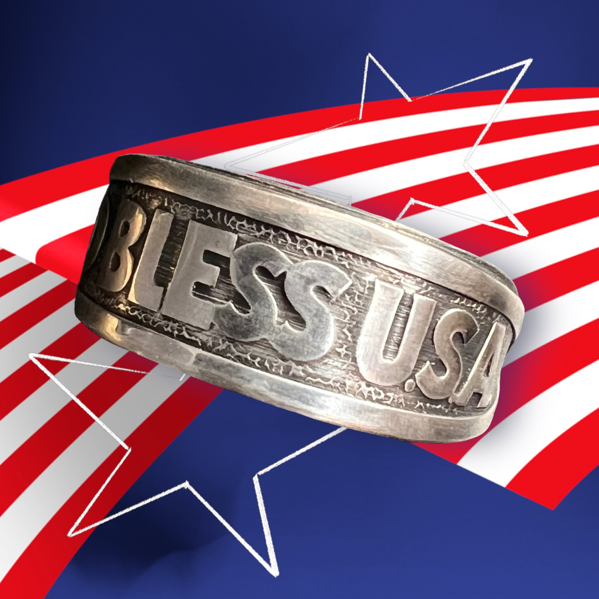 Patriotic Ring Sterling USA Ring Mens Patriotic Ring USA - Etsy