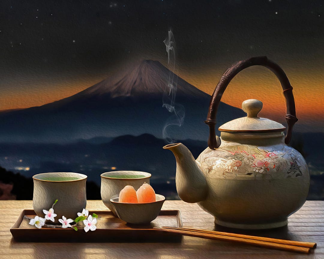 Japanese Tea Set With Matcha, Wagashi, and Cherry Blossoms-matcha, Mt ...