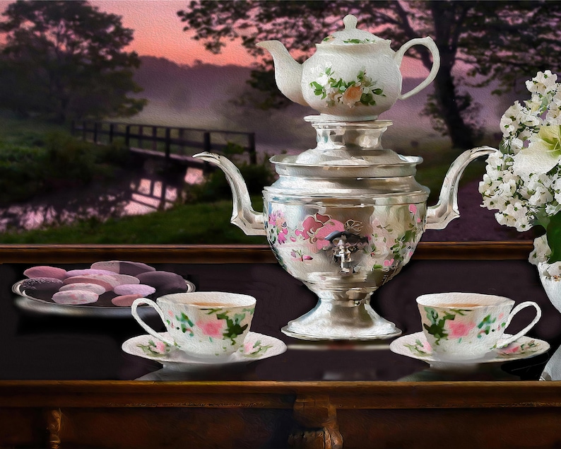 Samovar With Teapot and Flowers: Near Eastern Countries, Tea, Metal ...