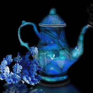 Blue Iris Teapot With Plumbago: Teapot, Tea, Black, Light Blue, Dark ...