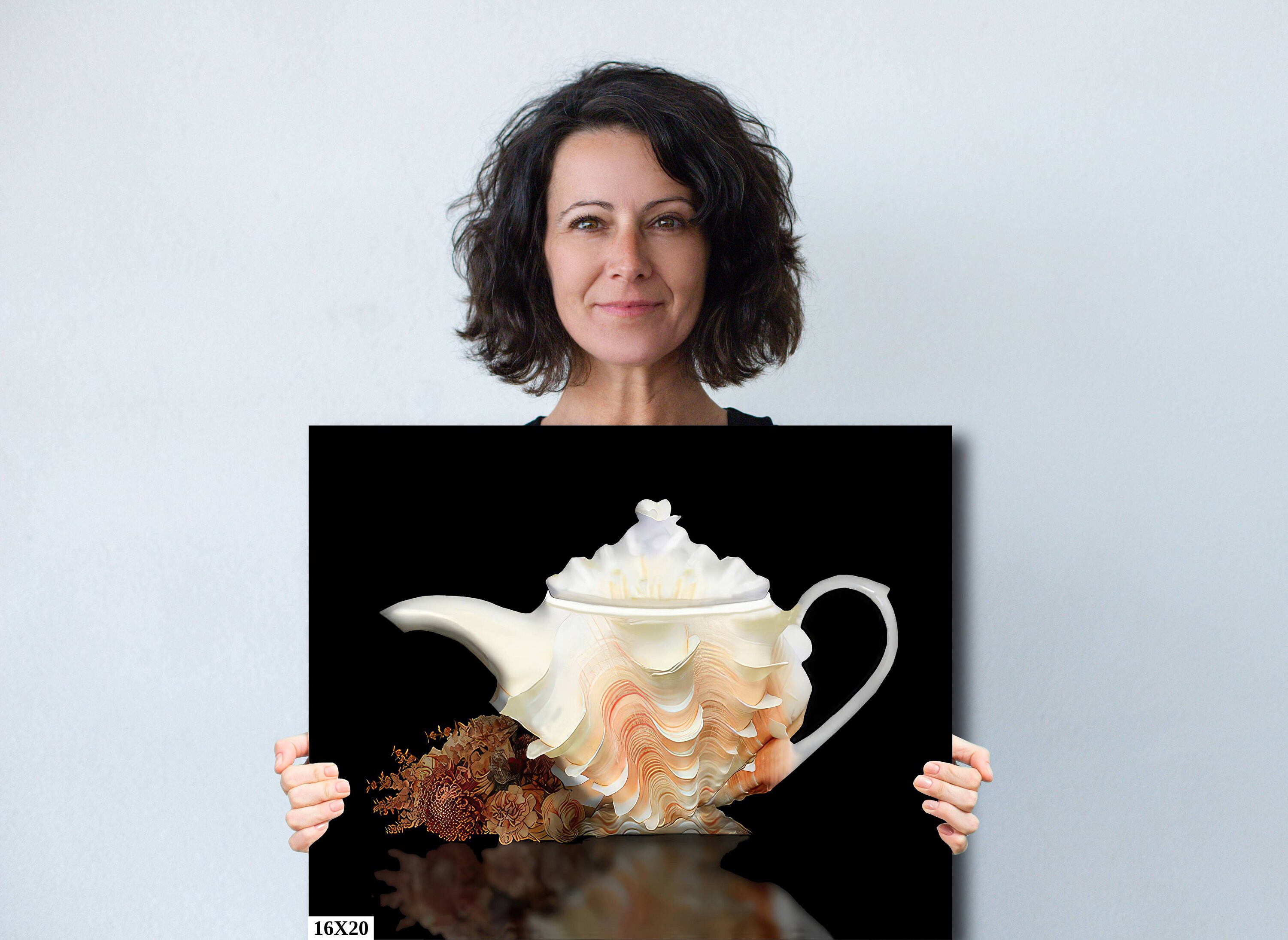 Seashore's Delight Tridachna Teapot: Ocean Tea Black Bone China Pinkish ...