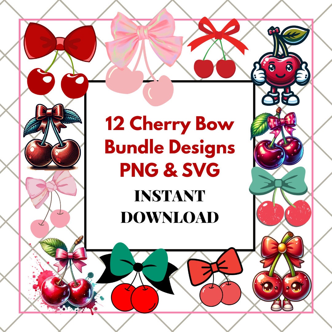 Cherry Bow PNG SVG Designs Bundle - High-quality Digital Graphics for ...