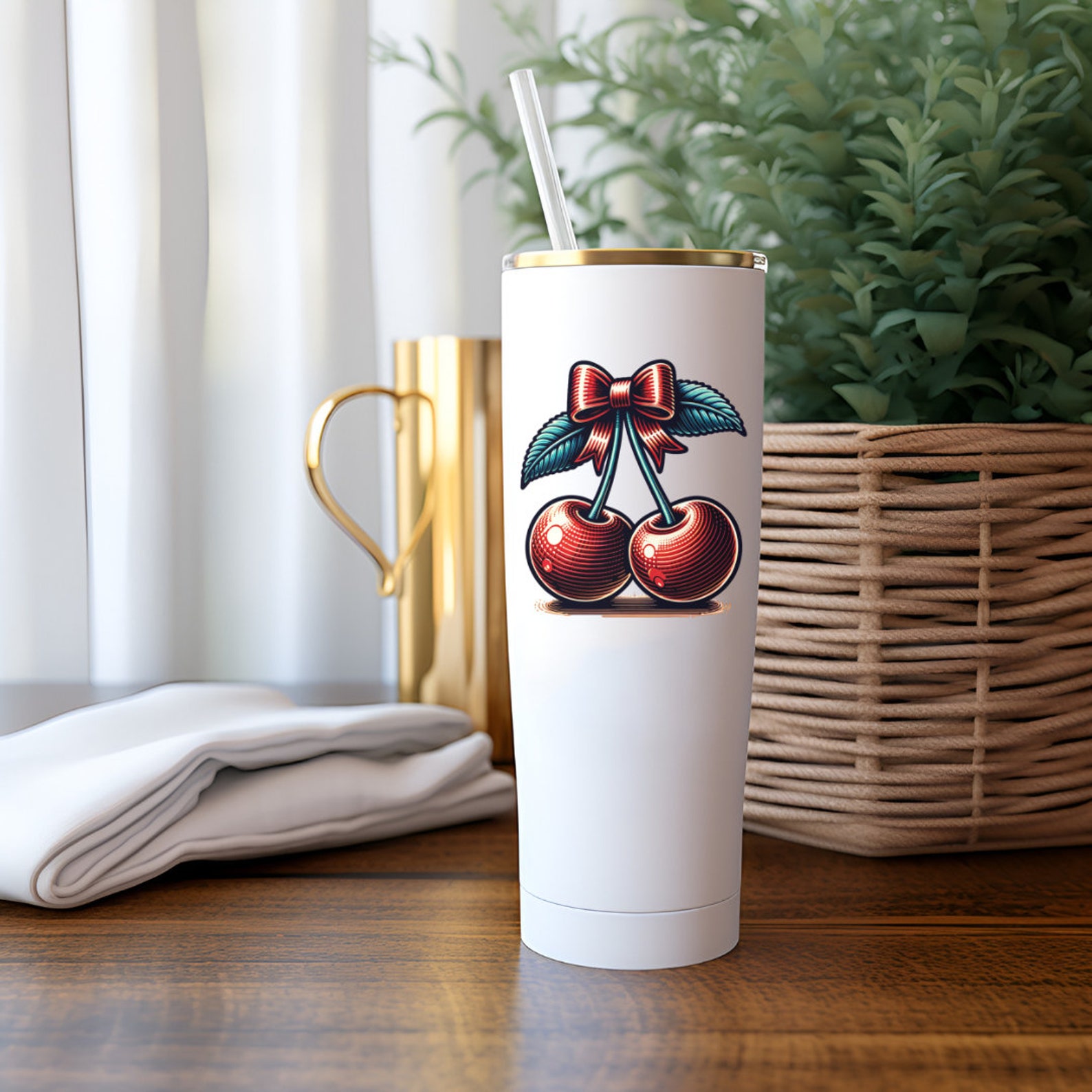 Premium Cherry Bow Clipart - High-quality PNG Image for Digital & Physical Designs - Etsy