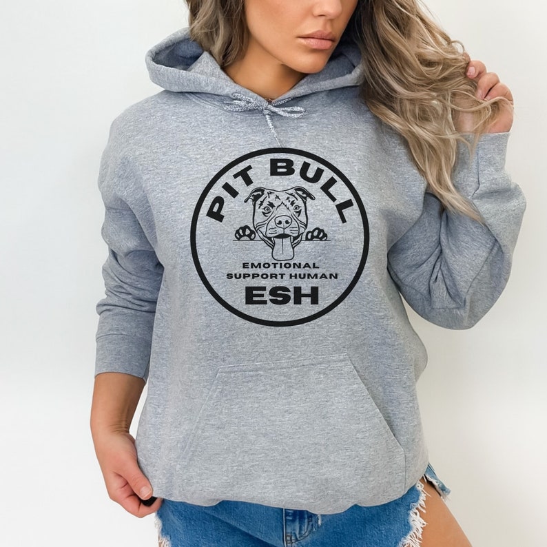 Pit Bull Gray Emotional Support Humans Hooded Sweatshirt Hoodie - Etsy