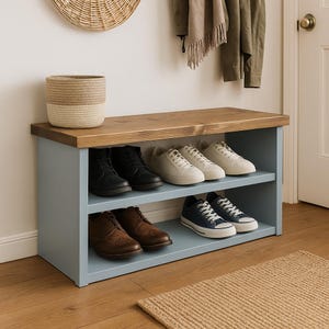 Solid Wooden Rustic Shoe Rack Farmhouse Shoe Style Storage Handmade ...