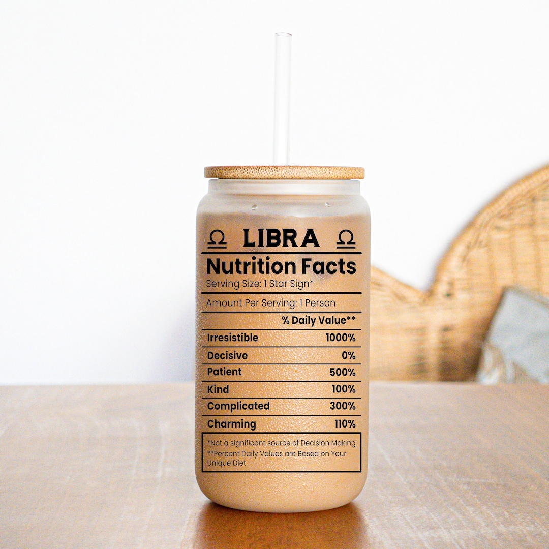 Personalized Libra Zodiac Sign Coffee Cup Glass Tumbler Libra Birthday ...