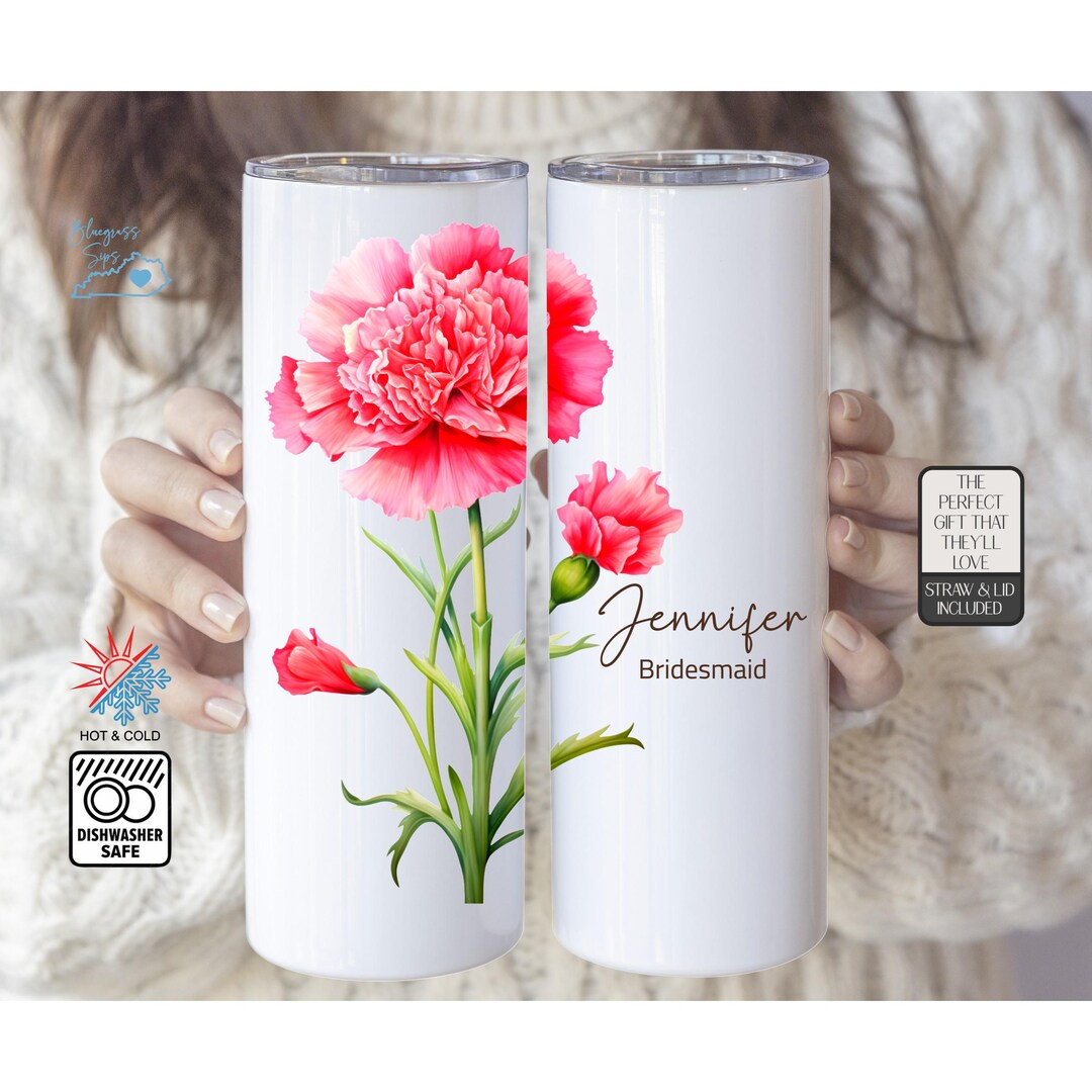 Personalized Birth Flower With Name for Bridesmaids and Wedding Bridal ...