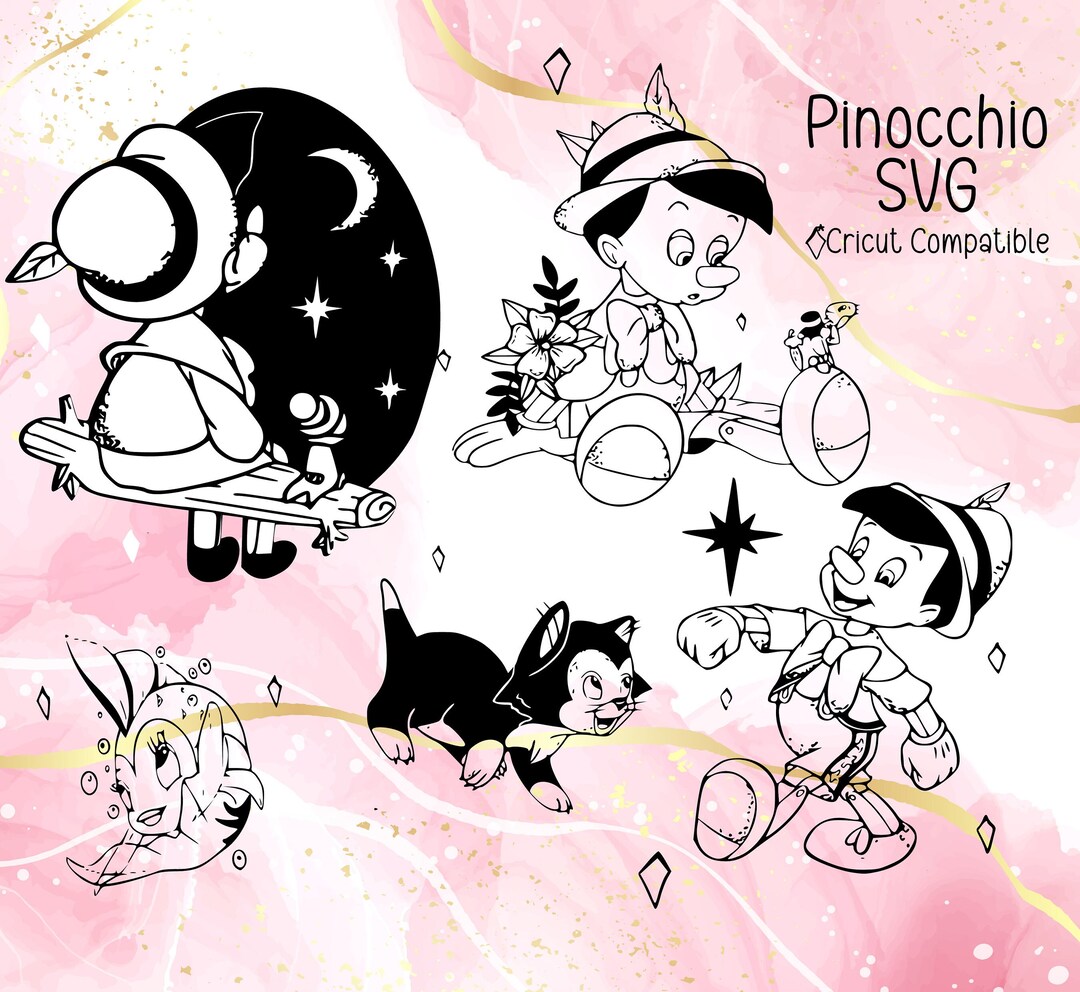 Pinocho svg dibujos animados svg lindo svg para habitación de bebé ...