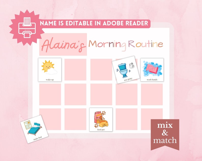 Daily Visual Schedule Chart W/ Cards Morning Afternoon Evening - Etsy