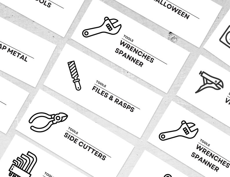 Tool Organization Labels, Printable Workshop Toolbox Stickers, Editable ...