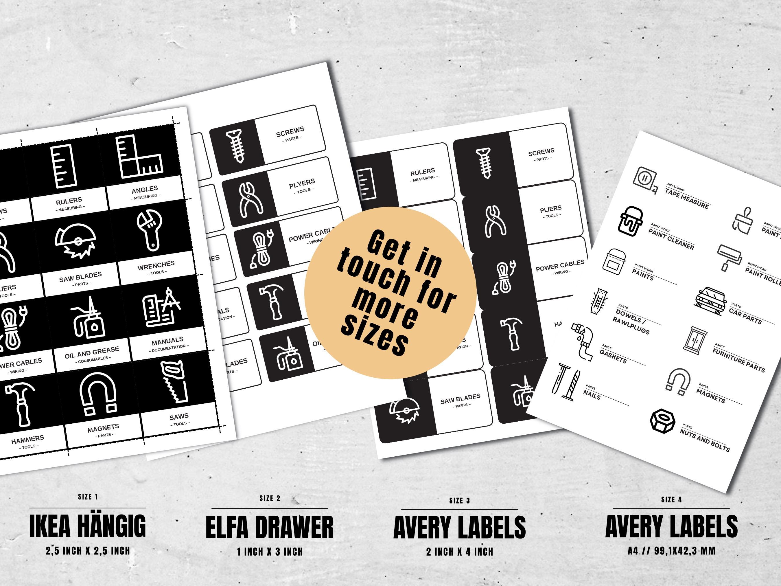 Tool Organization Labels, Printable Workshop Toolbox Stickers, Editable ...
