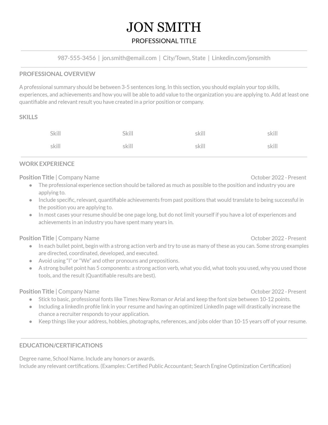 2023 Professional Resume Template - Etsy