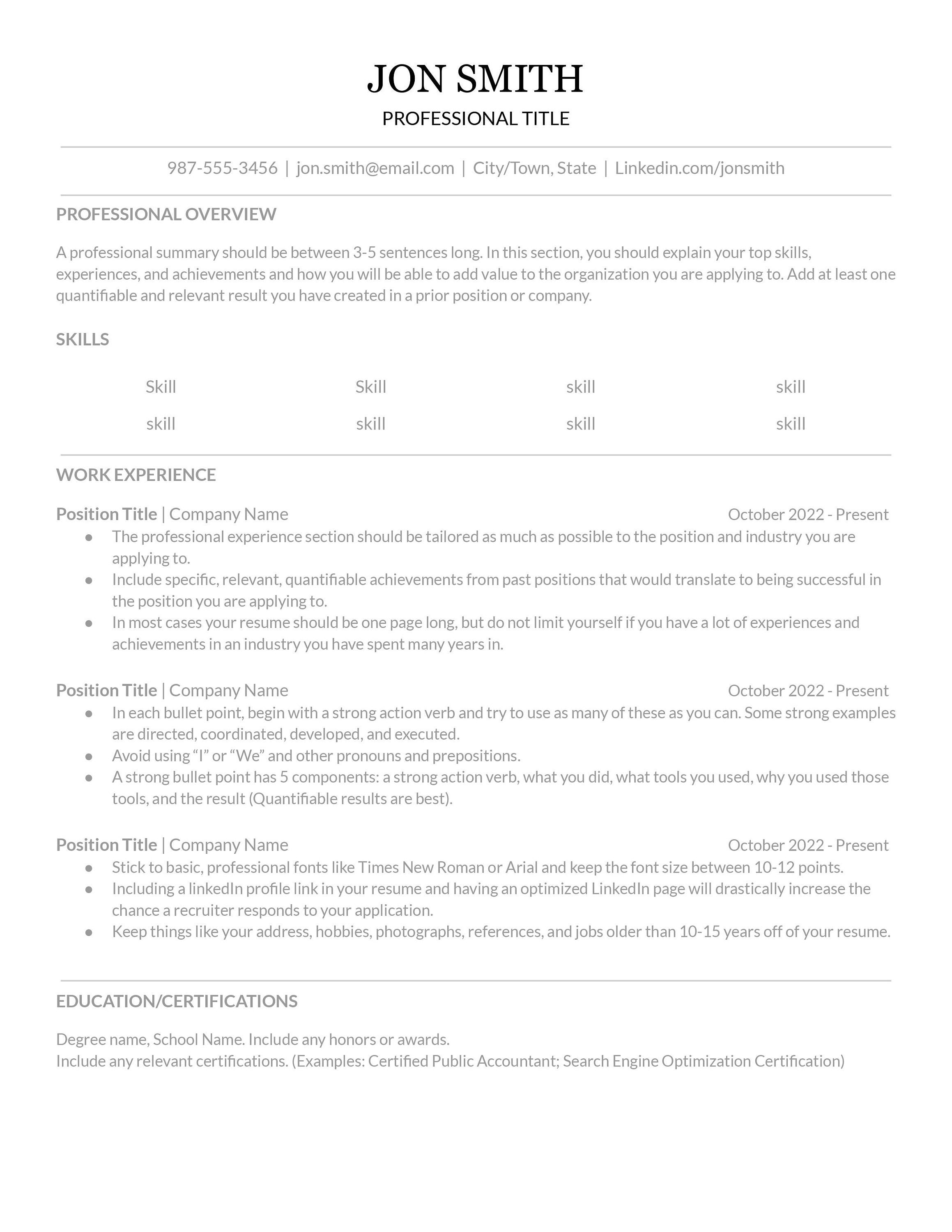 2023 Professional Resume Template - Etsy