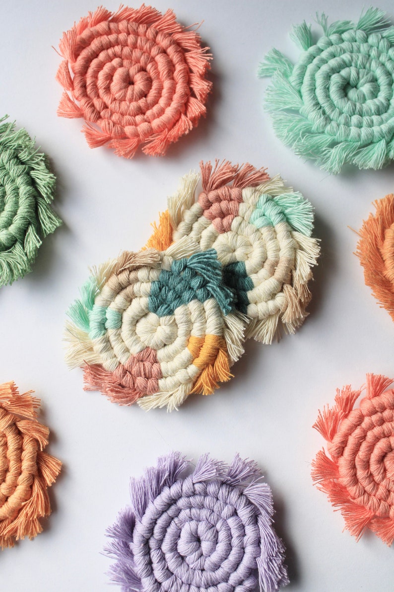 Macrame Car Coasters, Car Coaster Sets, Woven Coasters, Boho Car ...