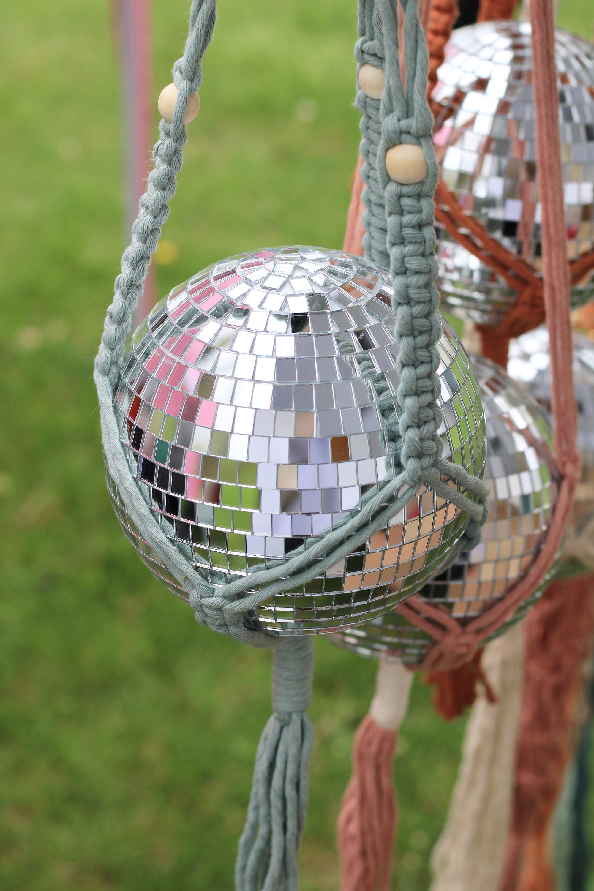 Macrame Disco Ball Sun Catcher, Beaded Macrame Disco Ball Sun Catcher ...