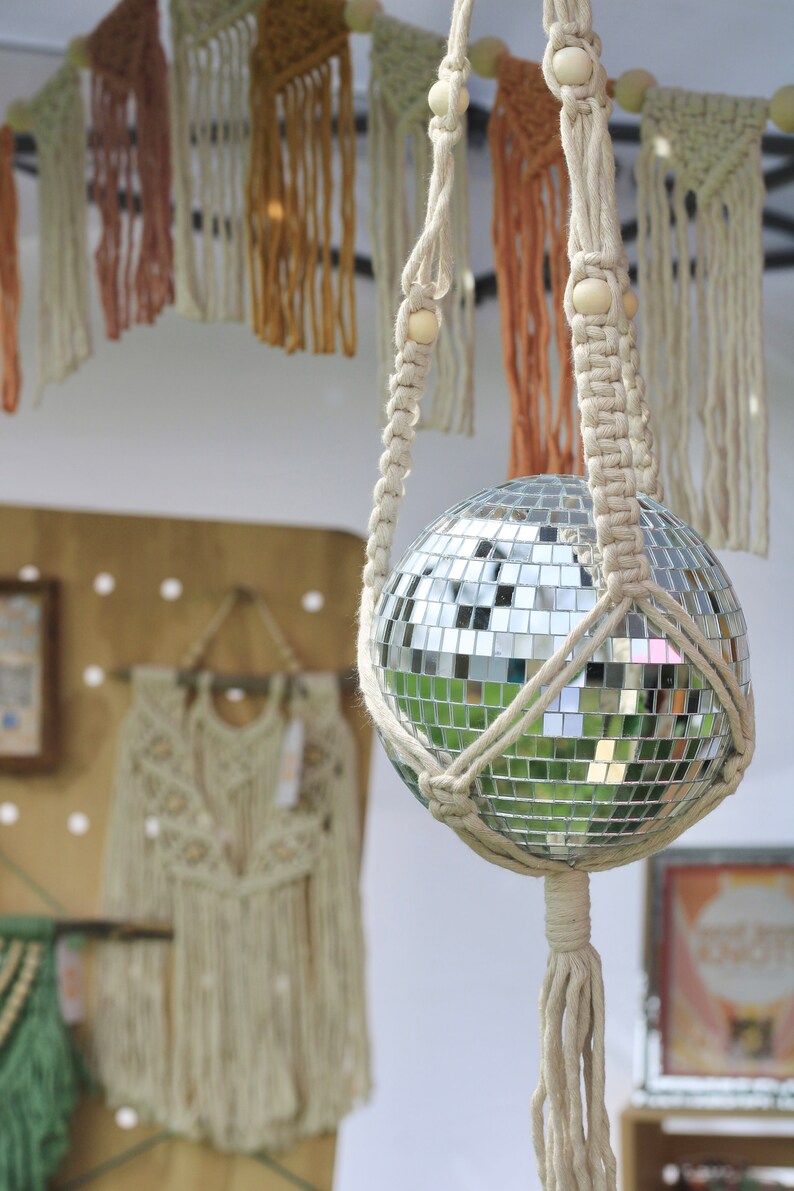 Macrame Disco Ball Sun Catcher, Beaded Macrame Disco Ball Sun Catcher ...