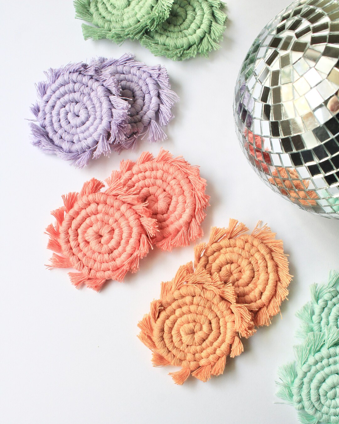 Macrame Car Coasters, Car Coaster Sets, Woven Coasters, Boho Car ...