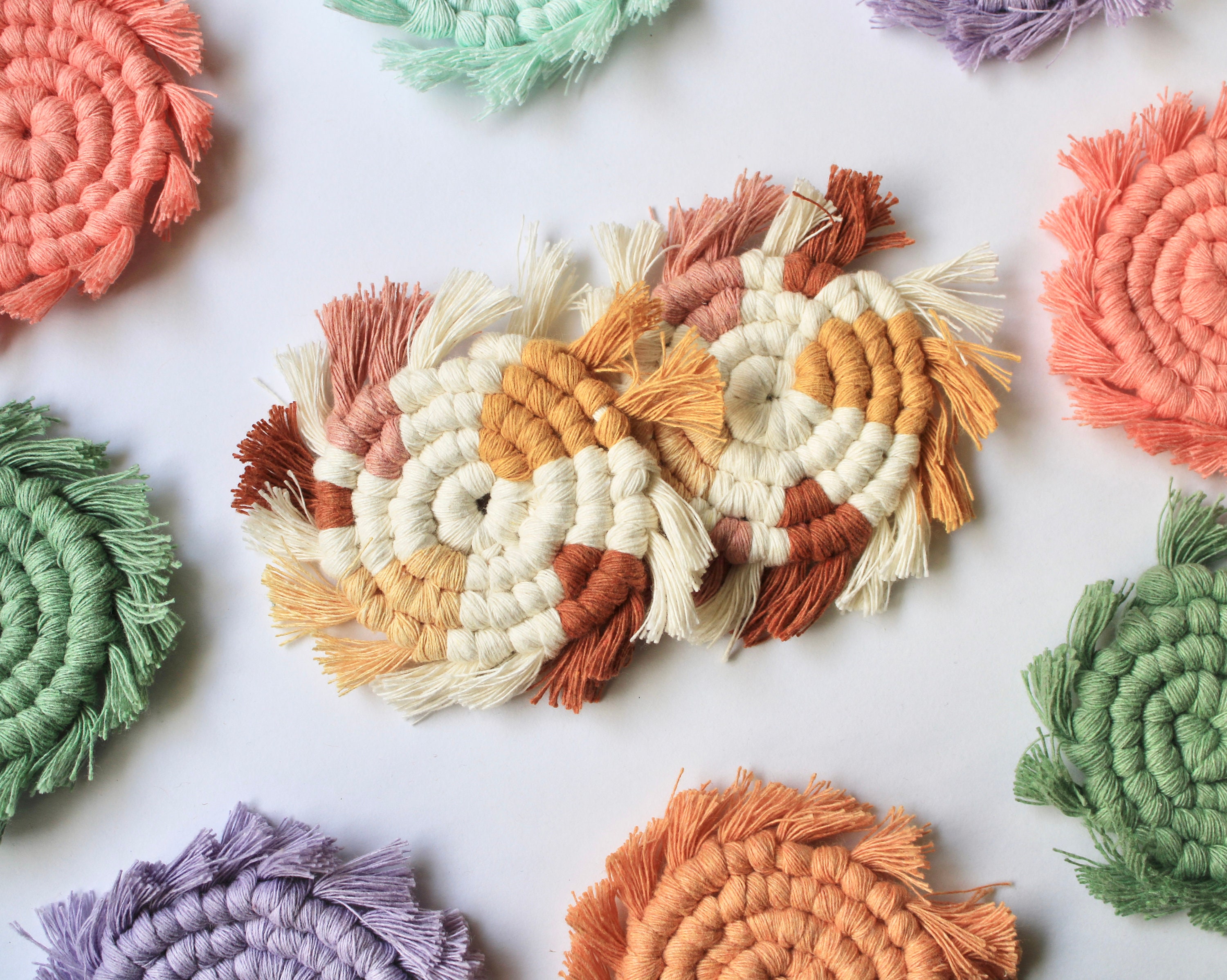 Macrame Car Coasters, Car Coaster Sets, Woven Coasters, Boho Car ...