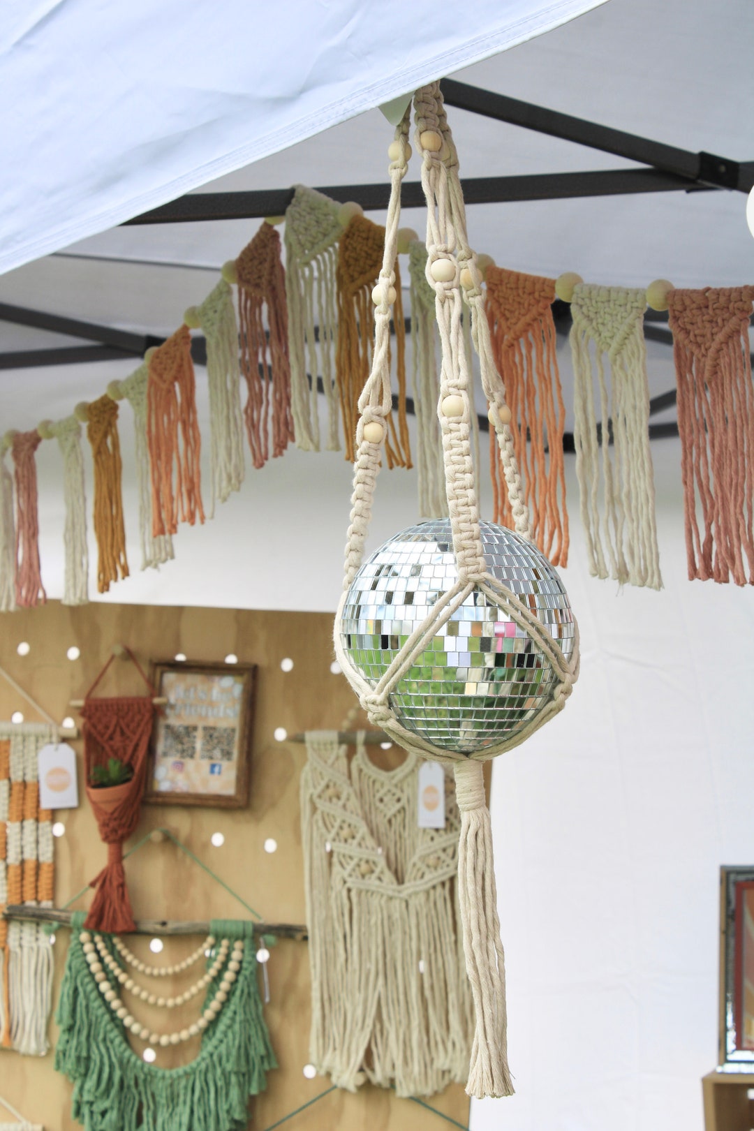 Macrame Disco Ball Sun Catcher, Beaded Macrame Disco Ball Sun Catcher ...