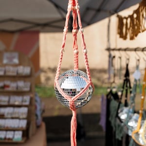 Macrame Disco Ball Sun Catcher, Beaded Macrame Disco Ball Sun Catcher ...