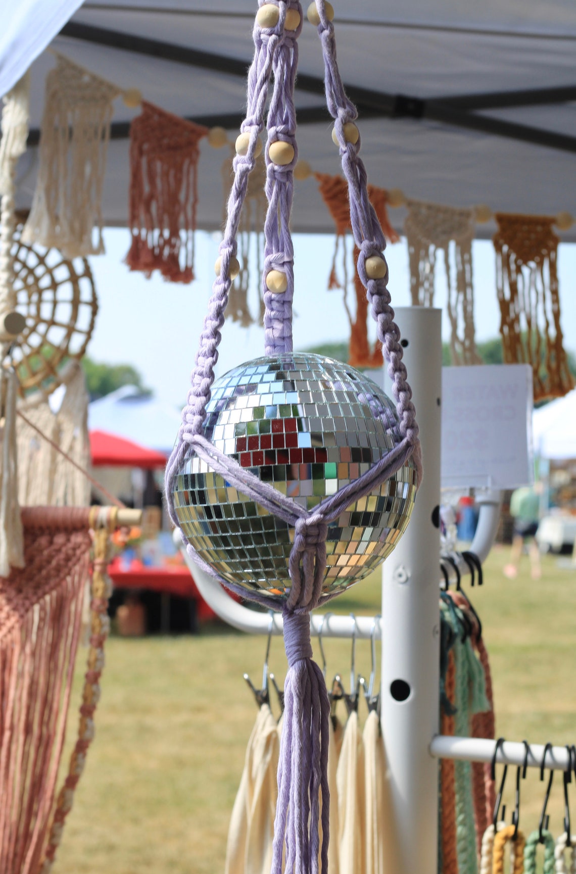 Macrame Disco Ball Sun Catcher, Beaded Macrame Disco Ball Sun Catcher ...