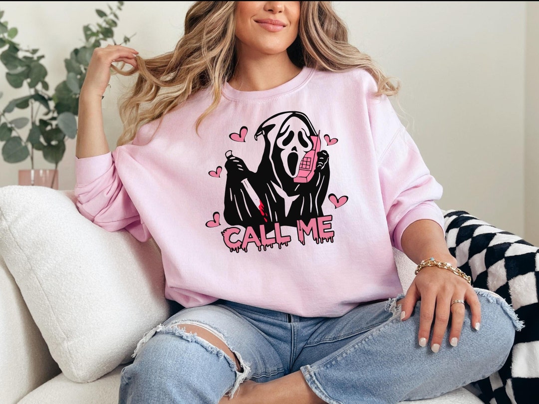 Funny Valentine Ghostface Sweater, Call Me Valentine Sweatshirt, Ghostface on the Phone Tee ...