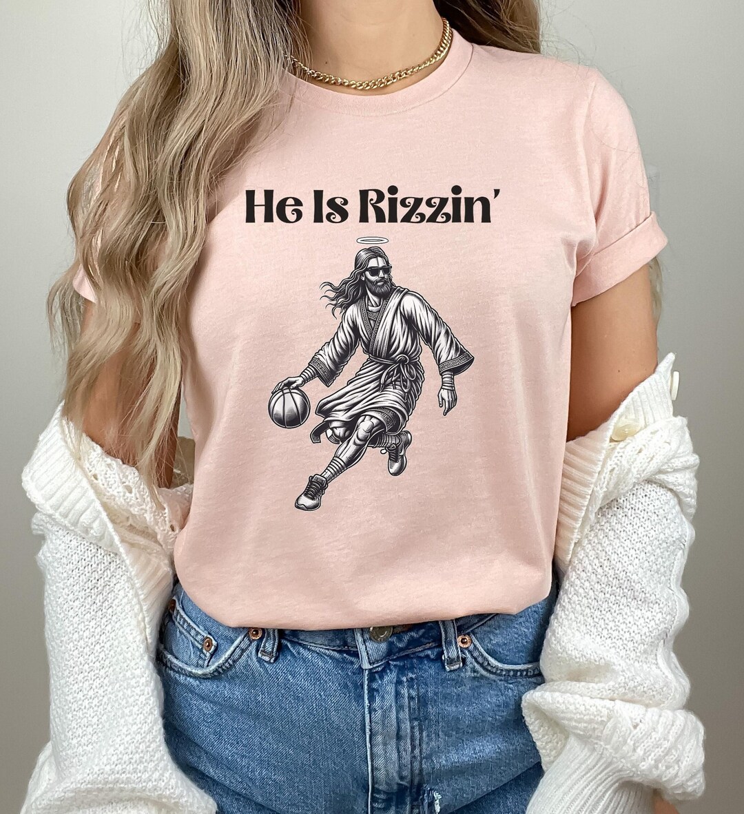 He is Rizzin Jesus Easter Shirt Sweatshirt, Funny Jesus Meme Shirt ...