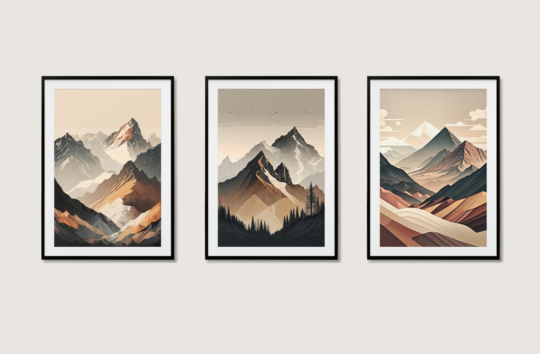 Set of 3 Digital Print, Mountain Landscape, Wall Art, Scenery Prints ...