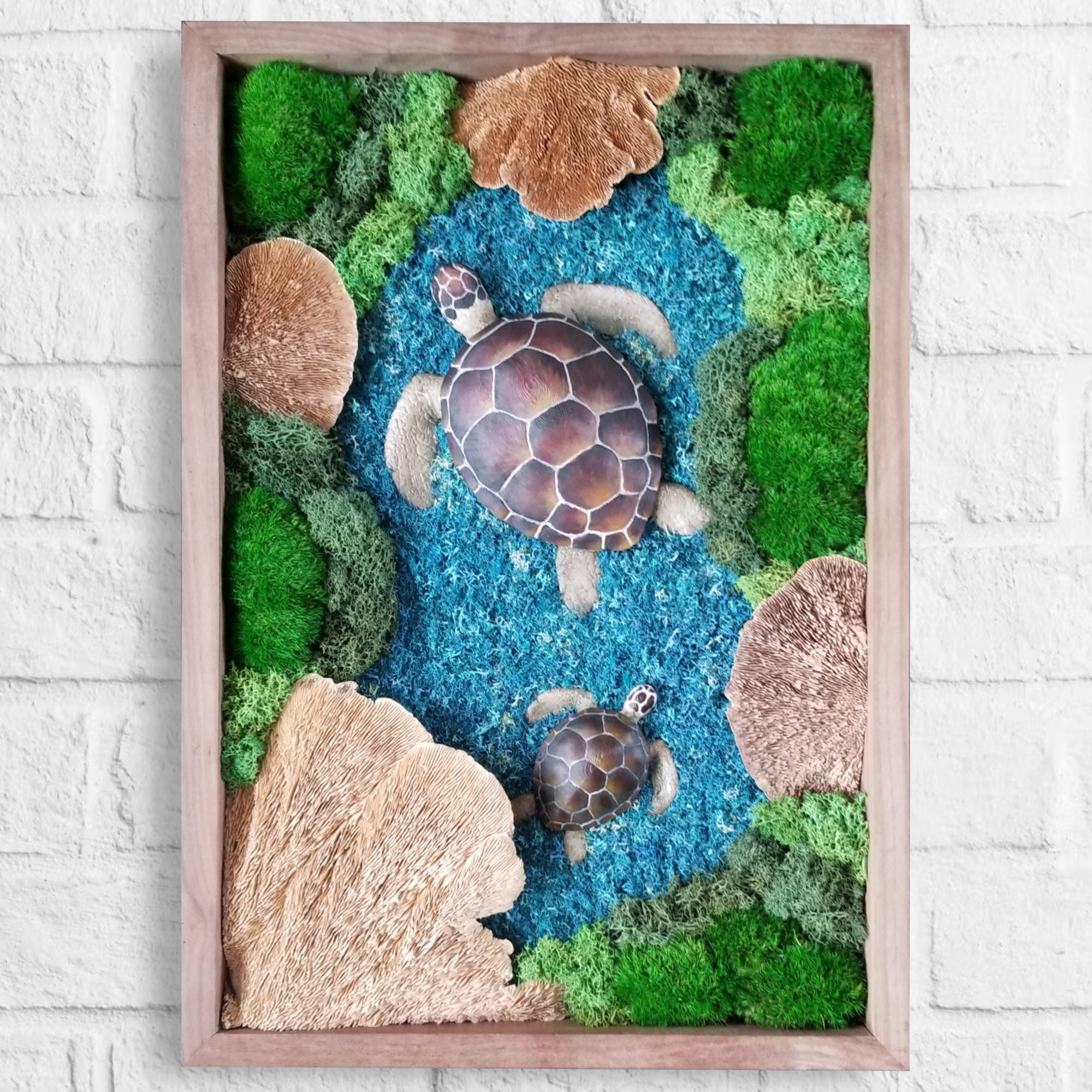 Sea Turtle Wall Art, Preserved Moss Wall Art, Moss Décor, Turtle Gifts ...
