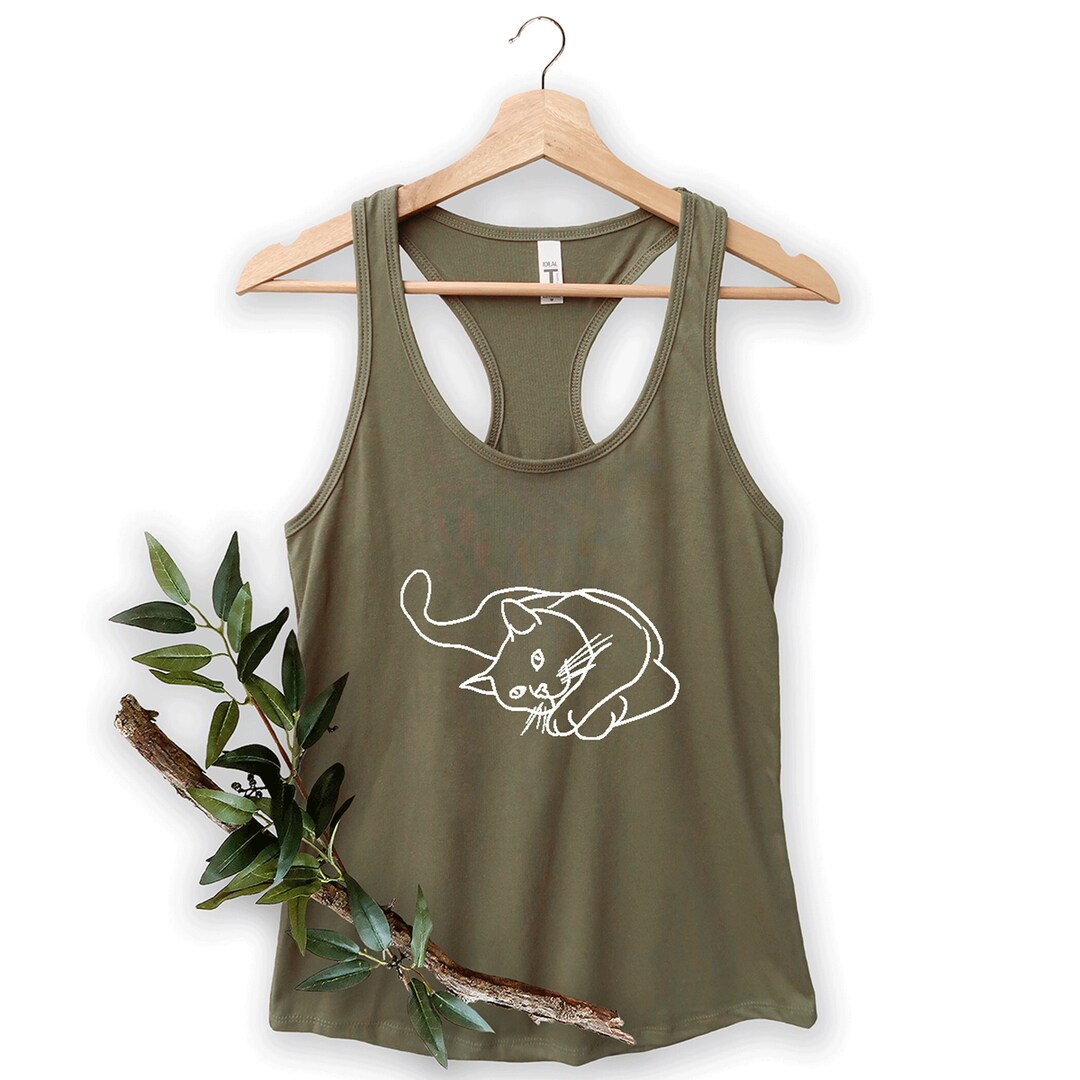 Cute Cat Outline Tank Top Line Art Photo Tank Top for Animal - Etsy