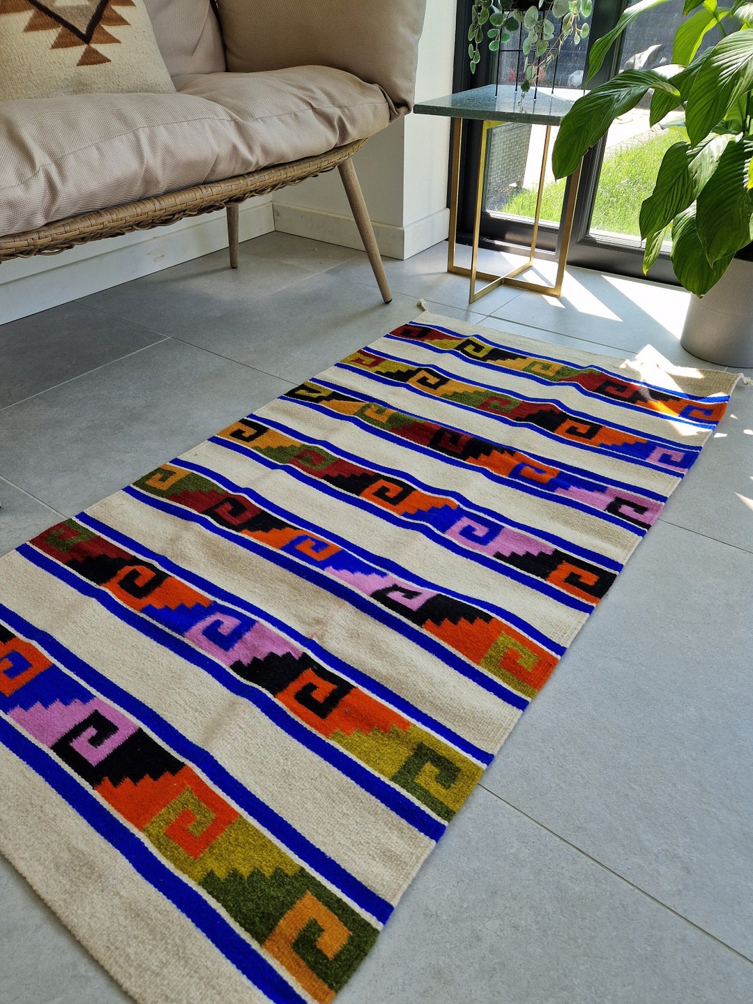 Authentic Zapotec Handmade Mexican Wool Rug Boho Home Decor - Etsy