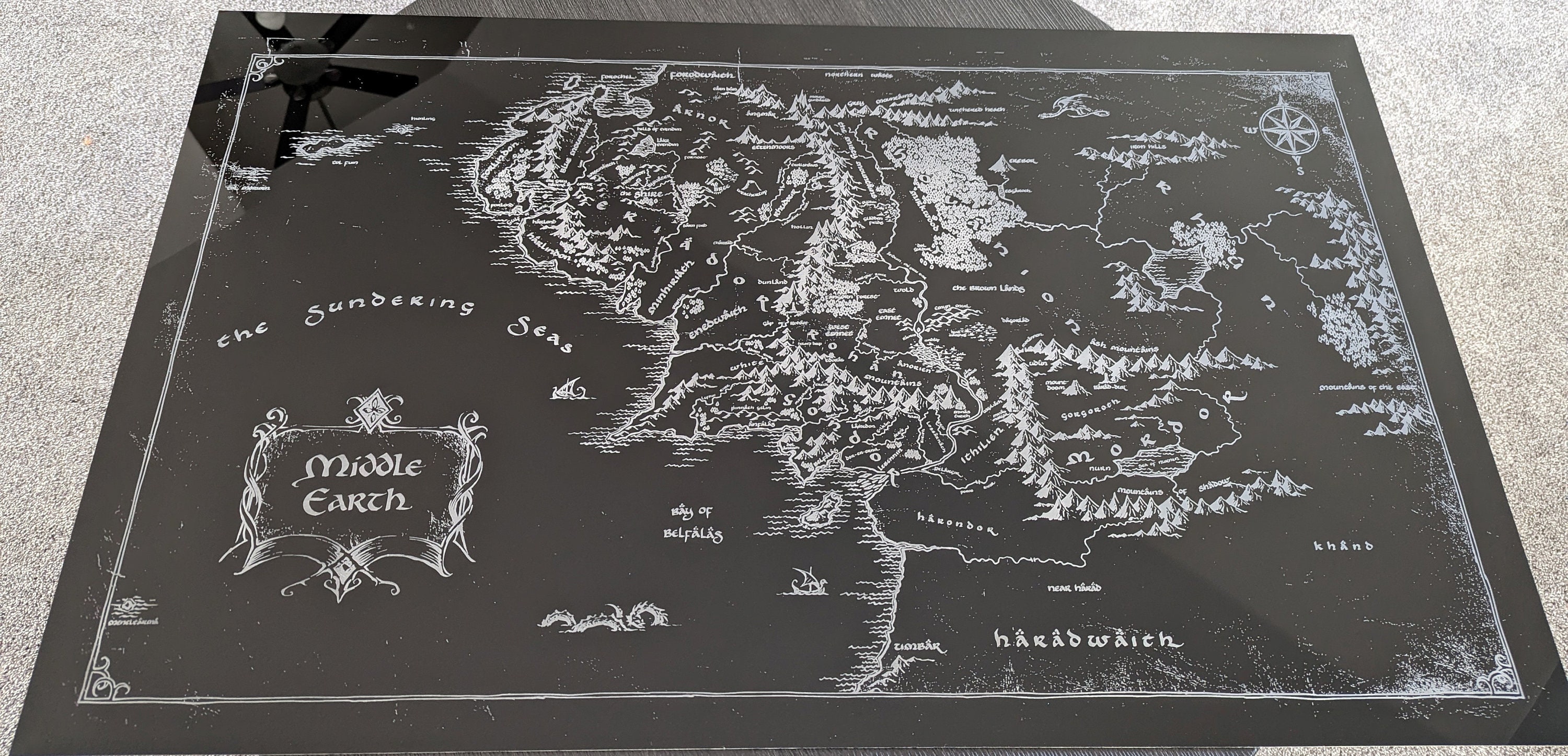 Engraved Lord of the Rings Map Wall Decor Middle Earth - Etsy