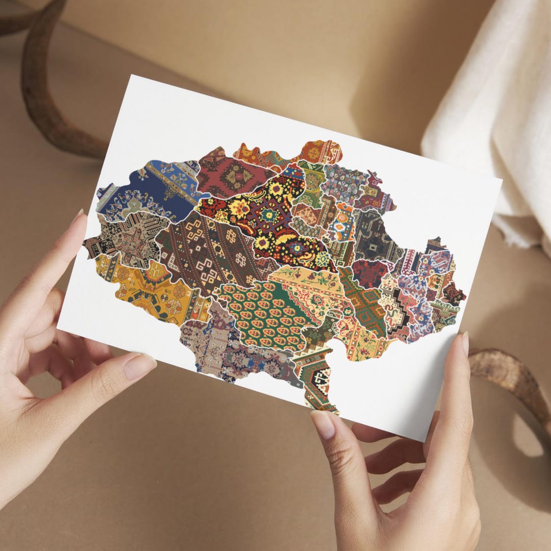 Armenian Textile Map Art Print 5x7 - Etsy