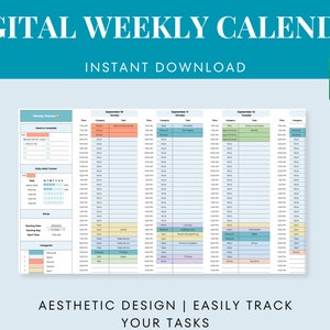 Digital Weekly Planner | Digital Planner | Google Sheets Template ...